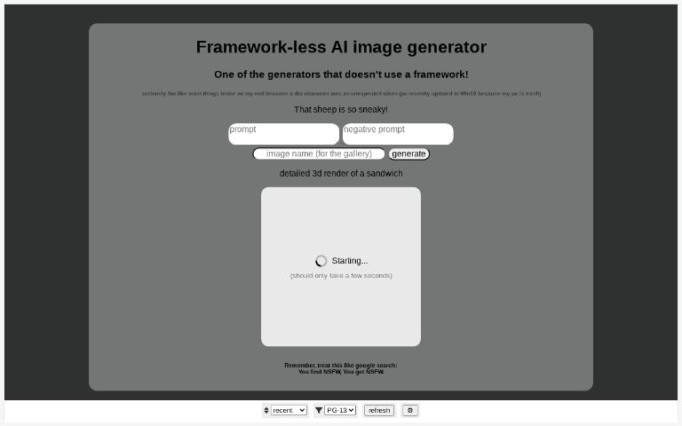Framework-less AI image generator