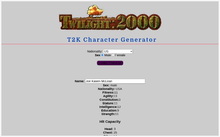 T2K Character Generator