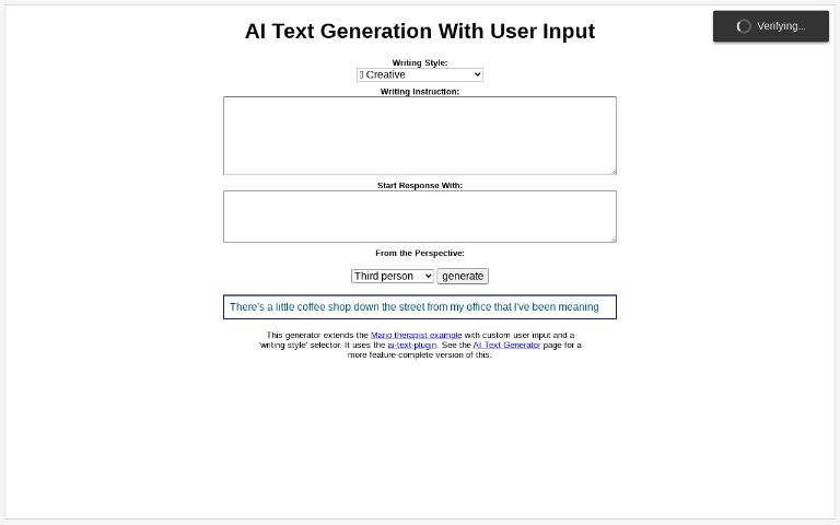 AI Text Generation With User Input
