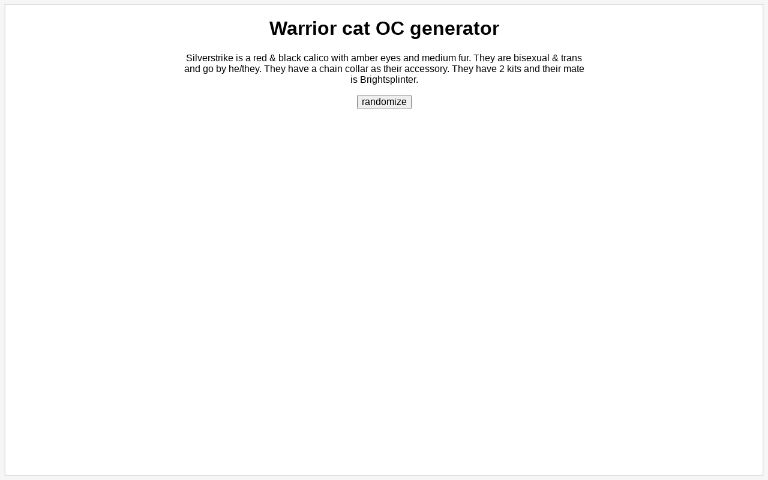 Warrior cat OC generator