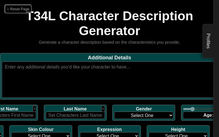 AI Character Description Generator