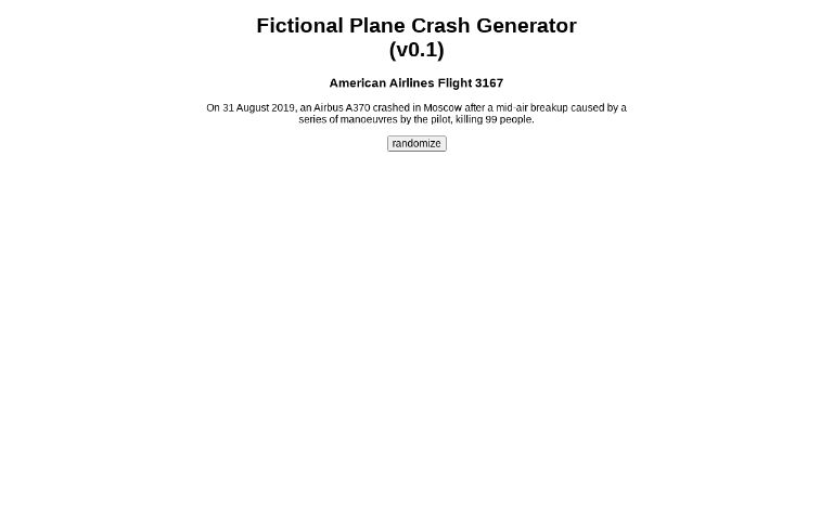 Fictional Plane Crash Generator(v0.1)