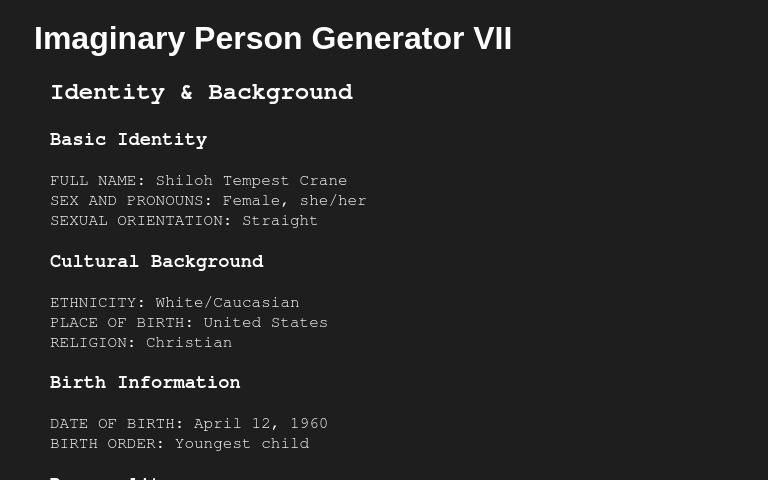 Imaginary Person Generator VII