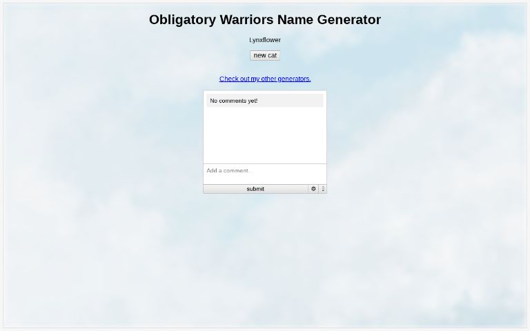 Cloudwatcher's Warrior Cats Name Generator