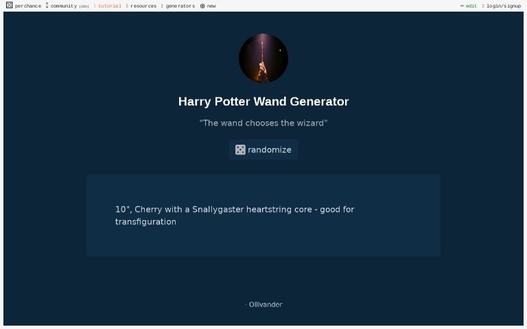 Harry Potter Wand Generator