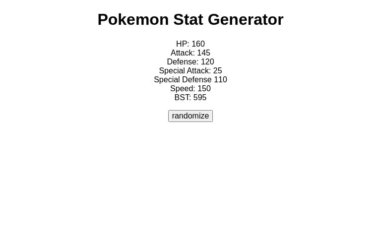 Pokemon Stat Generator