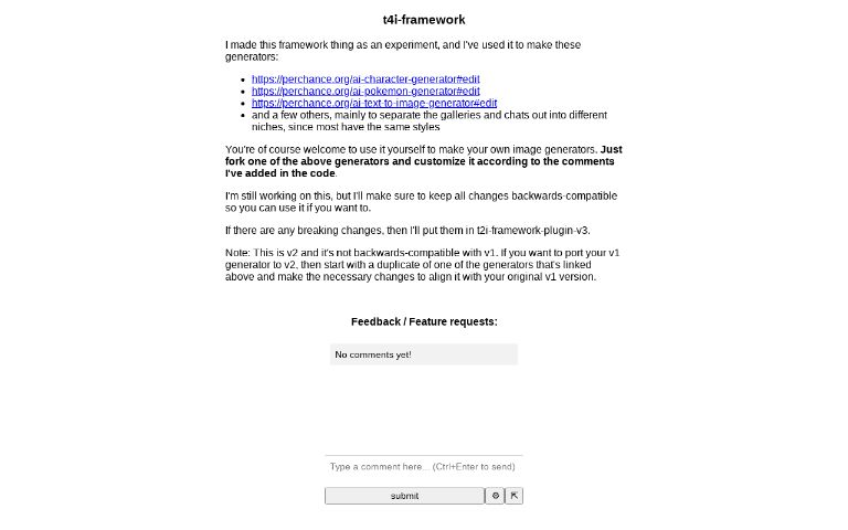 T4i Framework ― Perchance Generator