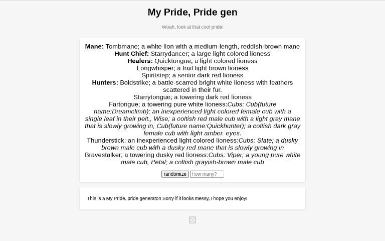 My Pride, Pride gen ― Perchance Generator