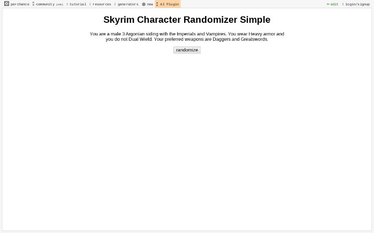 Skyrim Character Randomizer Simple ― Perchance Generator
