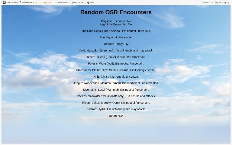 Random OSR Encounters ― Perchance Generator