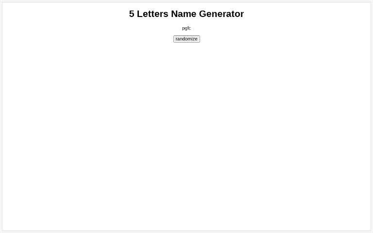 5 Letters Name Generator
