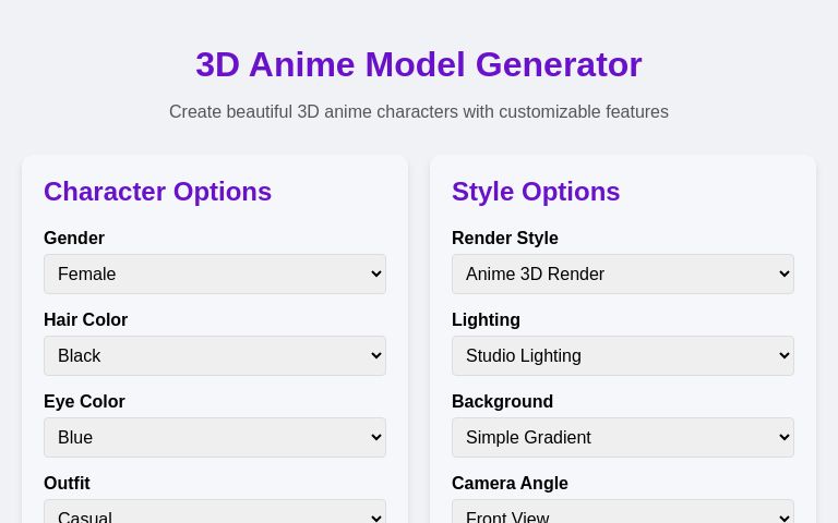 3D Anime Model Generator