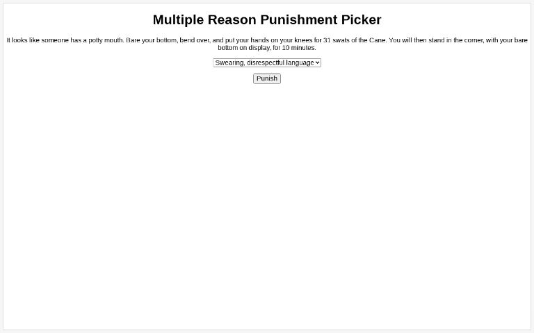 Multiple Reason Punishment Picker ― Perchance Generator