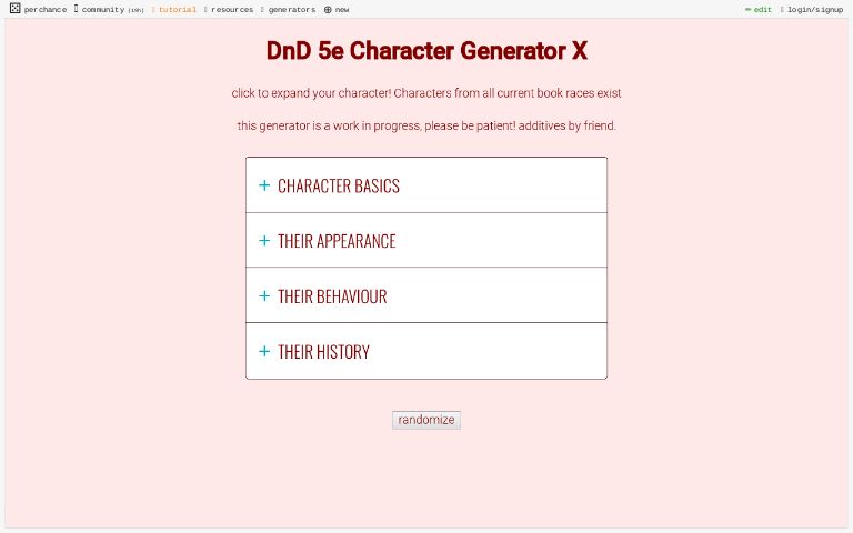 DnD 5e Character Generator X