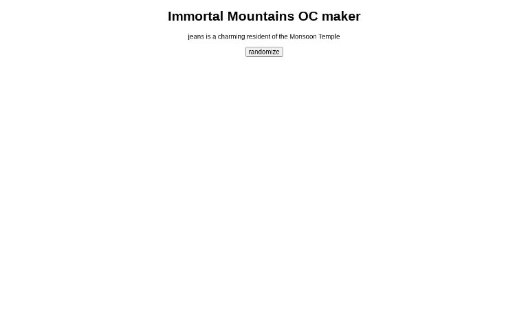 Immortal Mountains OC maker ― Perchance Generator