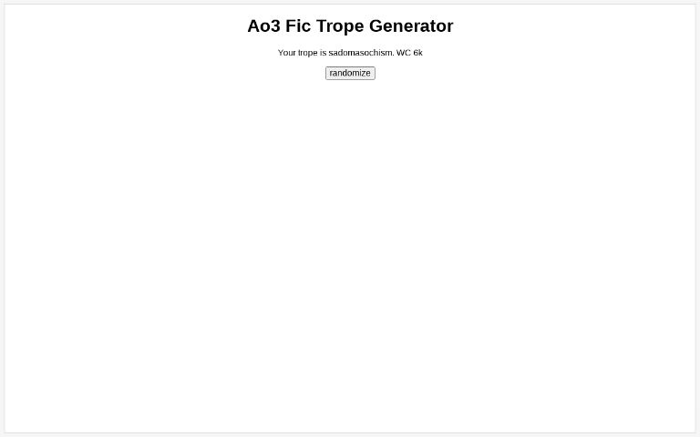 Ao3 Fic Trope Generator