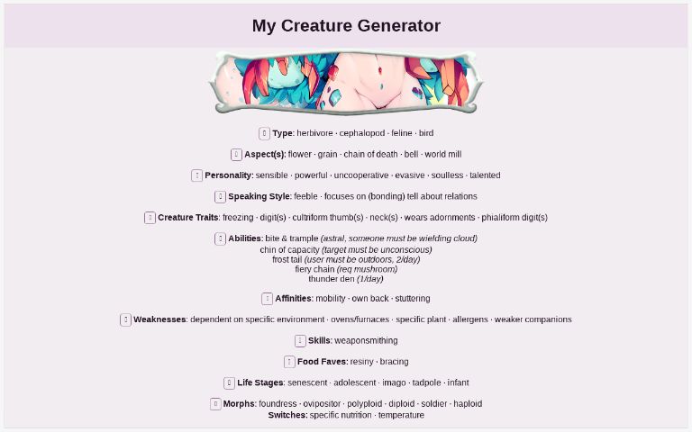 My Creature Generator ― Perchance
