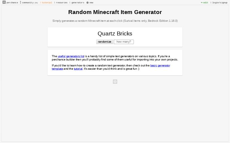 Random Minecraft Item Generator