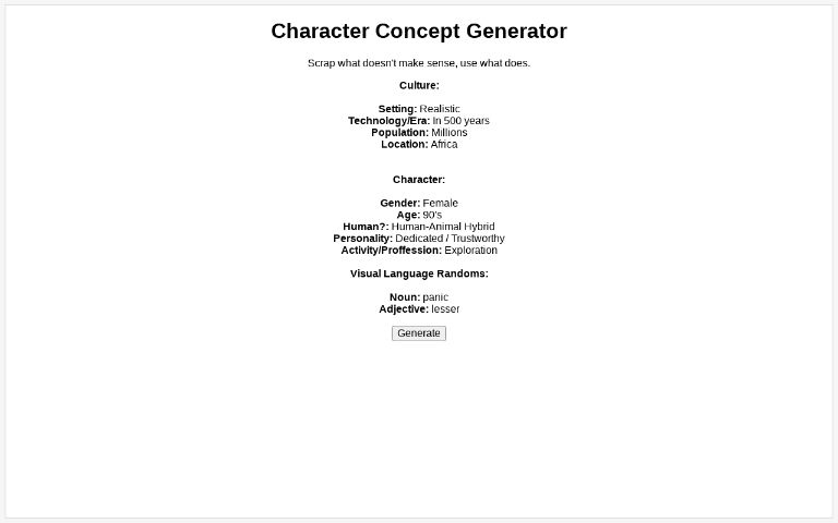 Character Concept Generator
