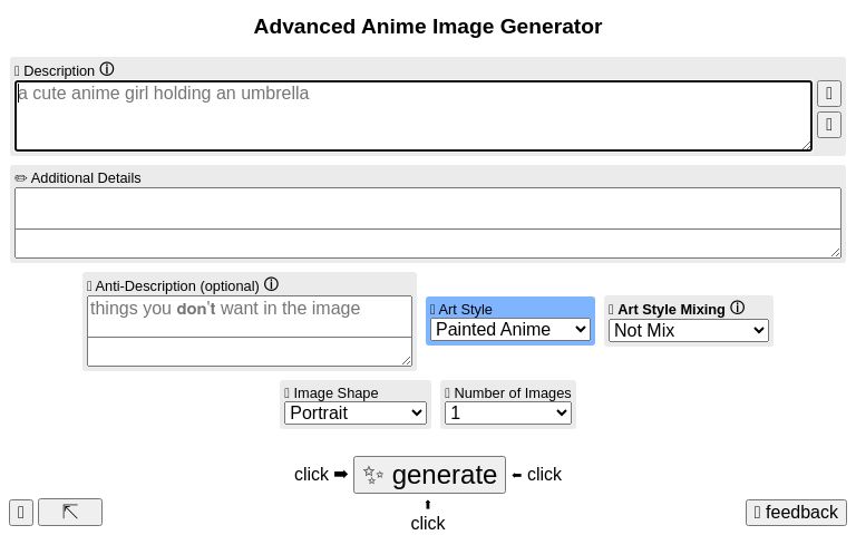 Advanced Anime Image Generator