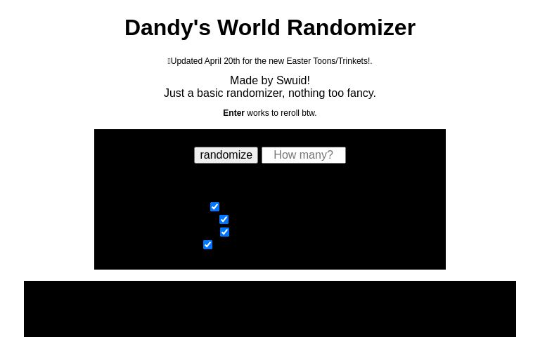 Dandy's World Randomizer ― Perchance Generator