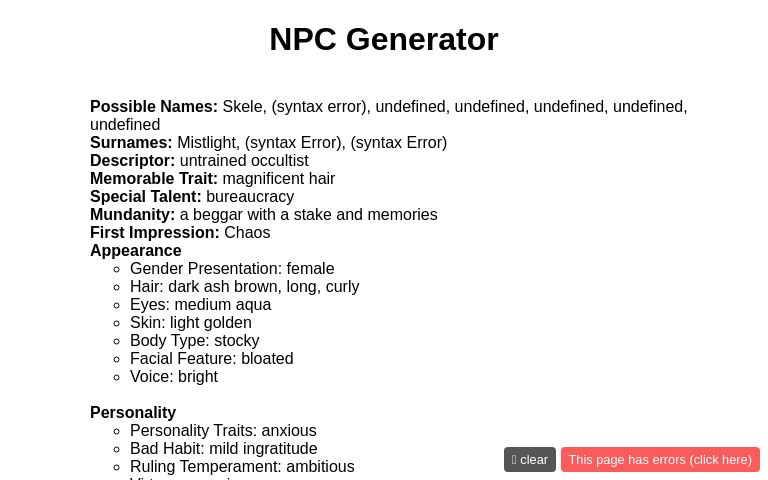NPC Generator