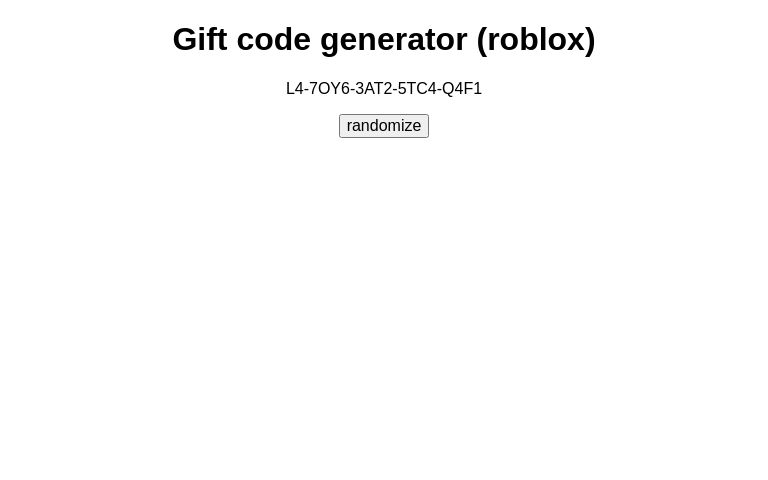 Gift code generator (roblox)