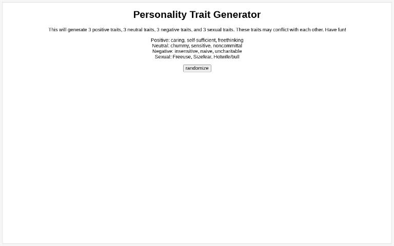 Personality Trait Generator