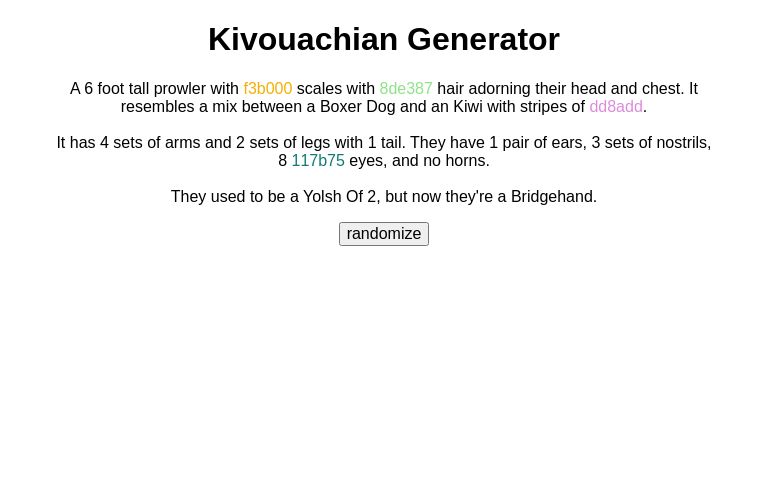 Kivouachian Generator