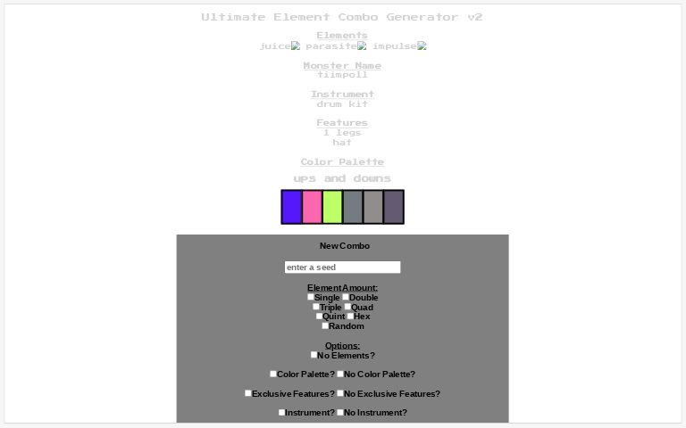 Element Combo Generator V2