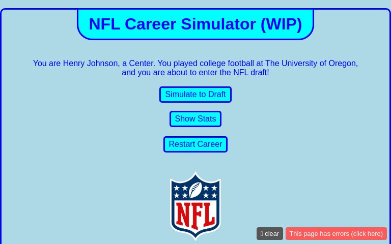 NFL Career Simulator ― Perchance Generator