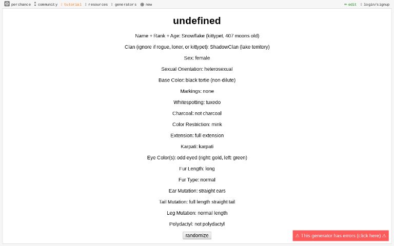 undefined ― Perchance Generator