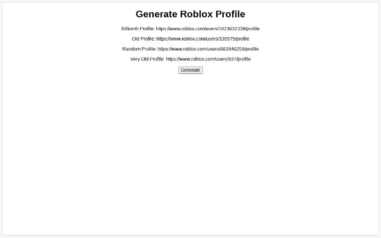 Generate Roblox Profile