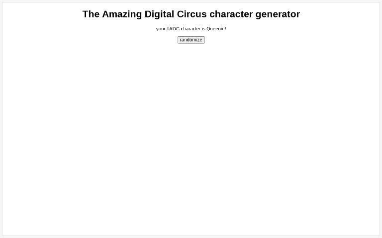 The Amazing Digital Circus character generator