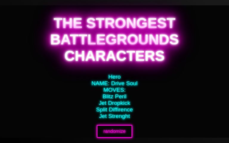 The Strongest Battlegrounds characters ― Perchance Generator