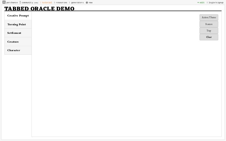 Tabbed Oracle Demo ― Perchance Generator