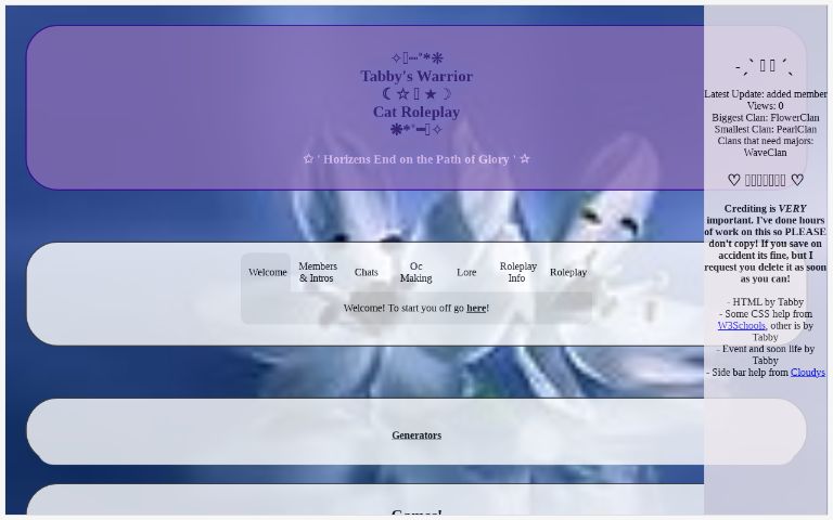 Tabby's Warrior ☾☆ ᗢ ★☽Cat Roleplay *˚┉༝