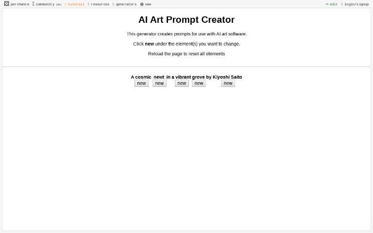 AI Art Prompt Creator ― Perchance Generator