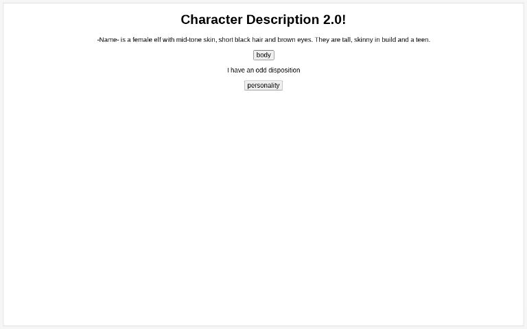 Character Description 2.0! ― Perchance Generator