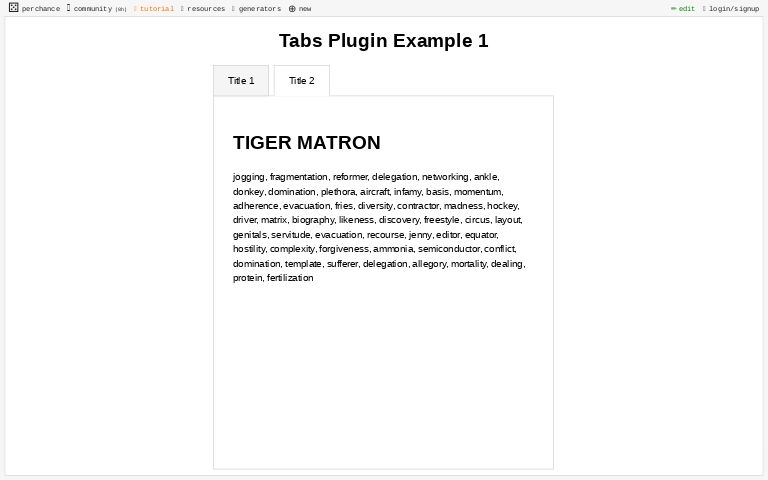 Tabs Plugin Example 1