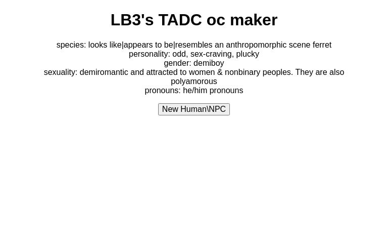 LB3's TADC oc maker ― Perchance Generator