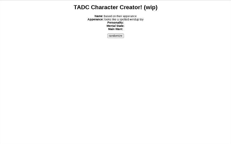 TADC Character Creator! (wip) ― Perchance Generator