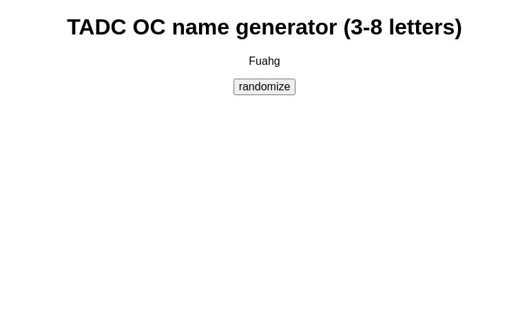 TADC OC name generator (3-8 letters)
