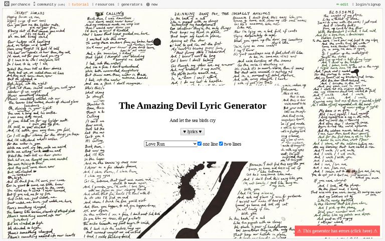 The Amazing Devil Lyric Generator