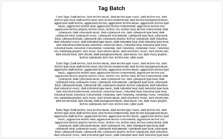 Tag Batch ― Perchance Generator