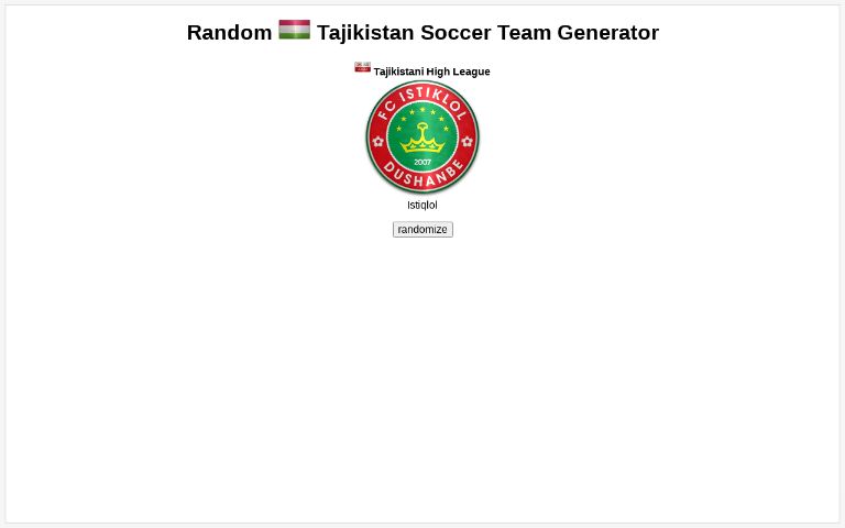 Random Tajikistan Soccer Team Generator