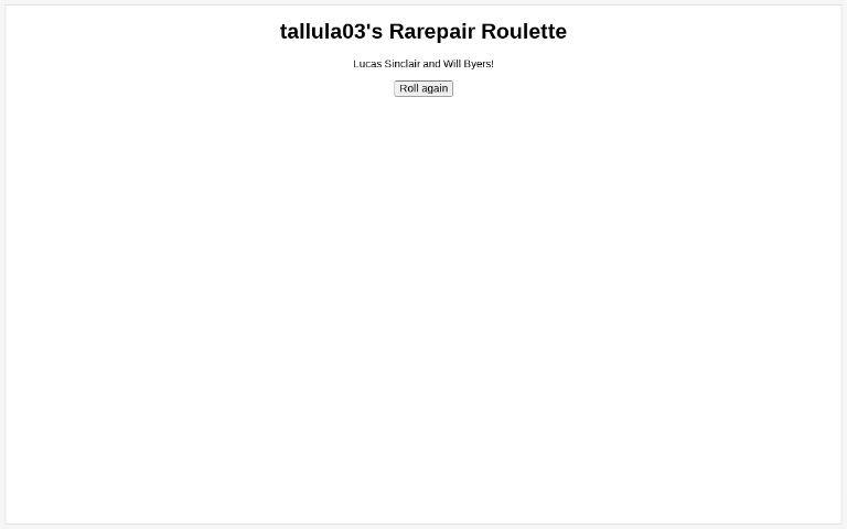 tallula03's Rarepair Roulette ― Perchance Generator