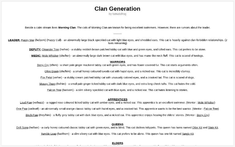 Clan Generation