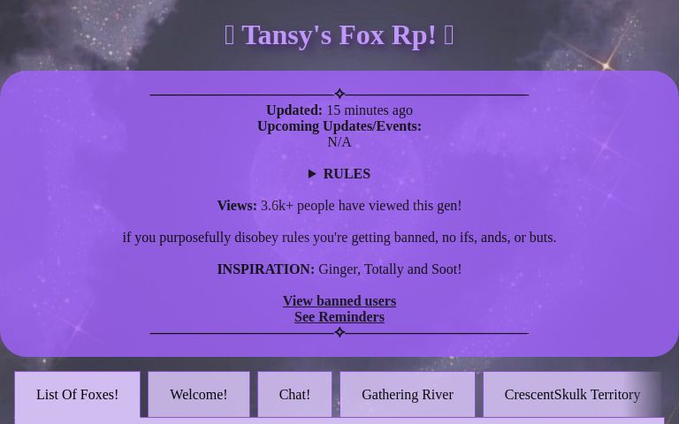 🔮 Tansy's Fox Rp! 🔮 ― Perchance Generator