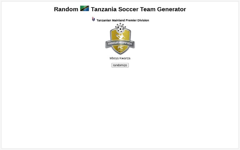 Random Tanzania Soccer Team Generator